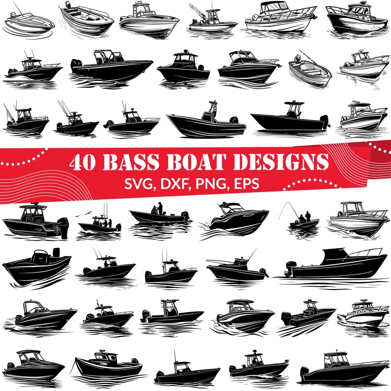 Bass Boat SVG Bundle, Fishing Boat Svg,bass Fishing Svg, Bass Boat Dxf ...