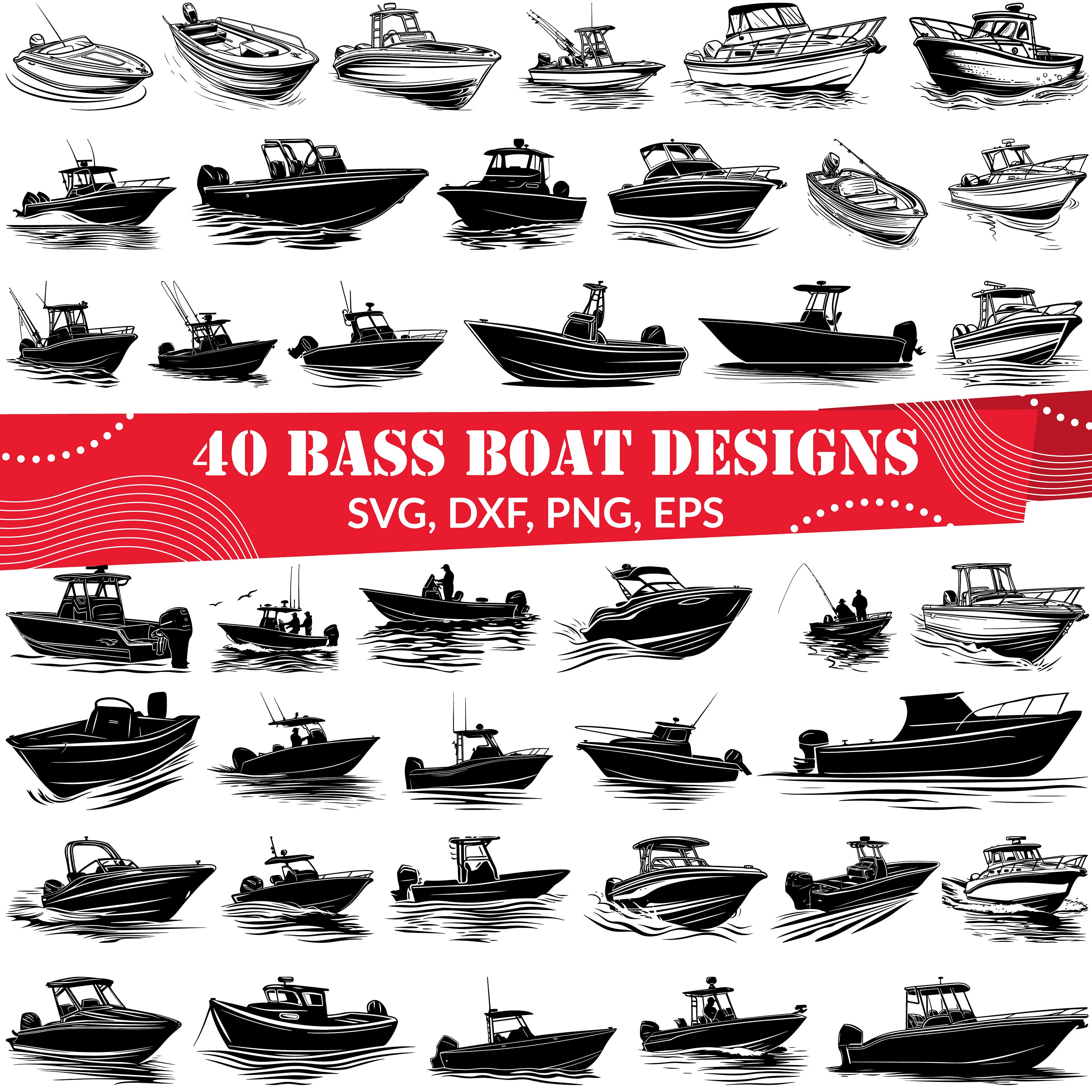 Bass Boat SVG Bundle, Fishing Boat Svg,bass Fishing Svg, Bass Boat Dxf ...