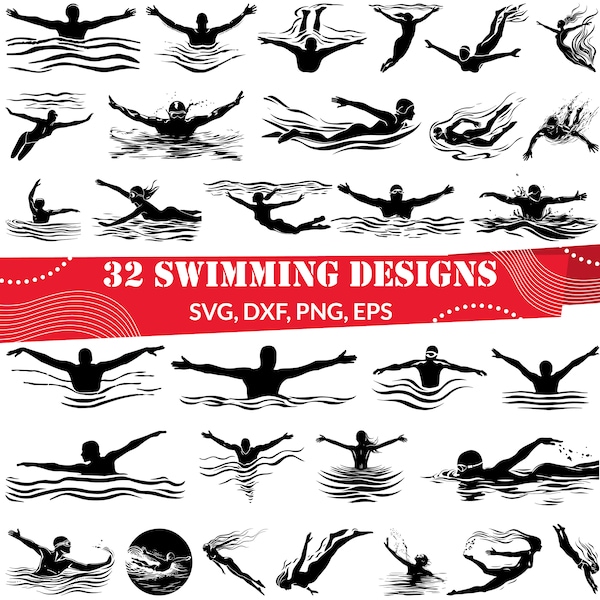 Swimming Clipart - Etsy
