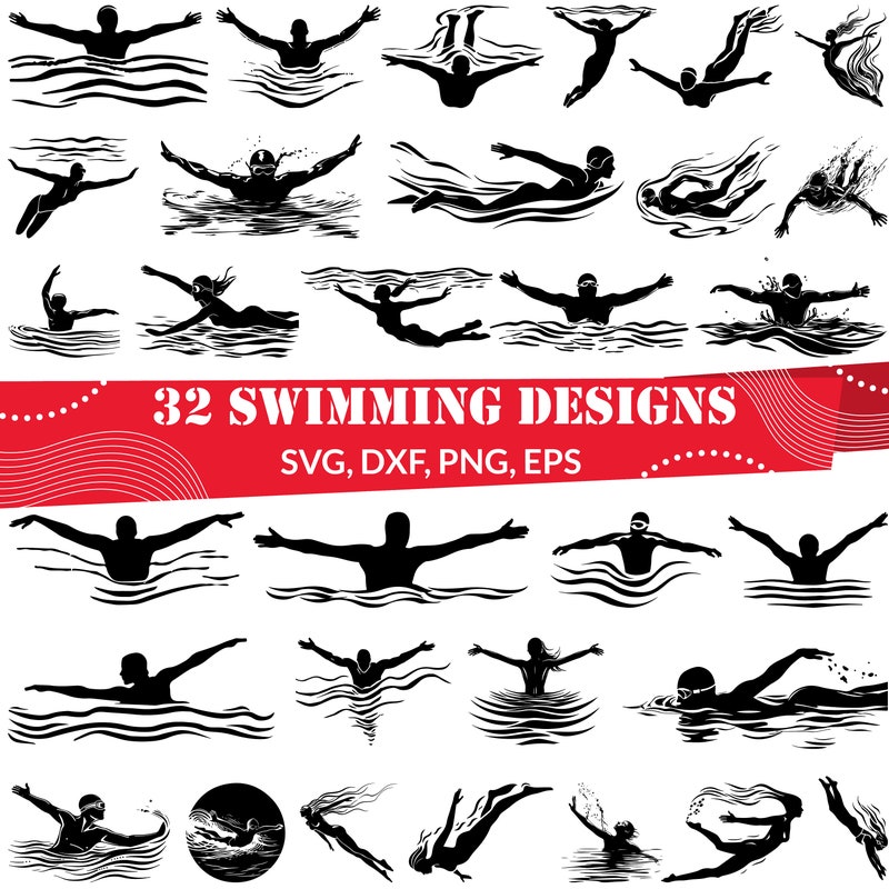 Swimming Clipart - Etsy