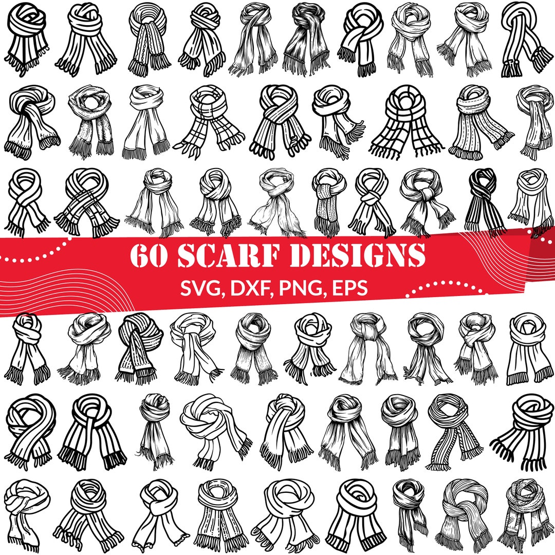 Scarf SVG Bundle, Scarf Dxf, Scarf Png, Scarf Vector, Scarf Outline ...