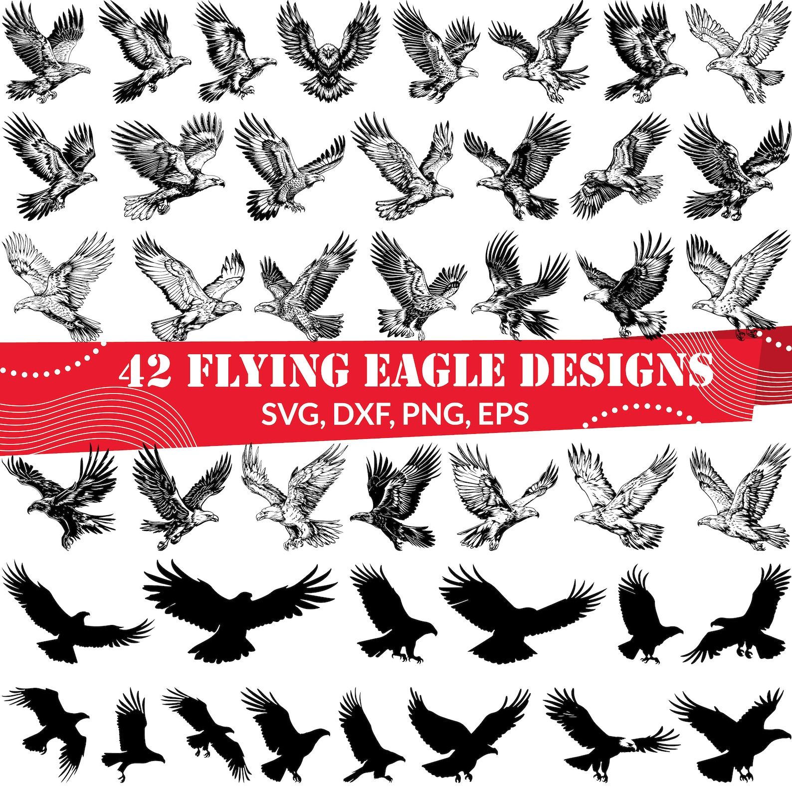 Fliegender Adler SVG-Bundle, fliegender Adler dxf, fliegender Adler png ...