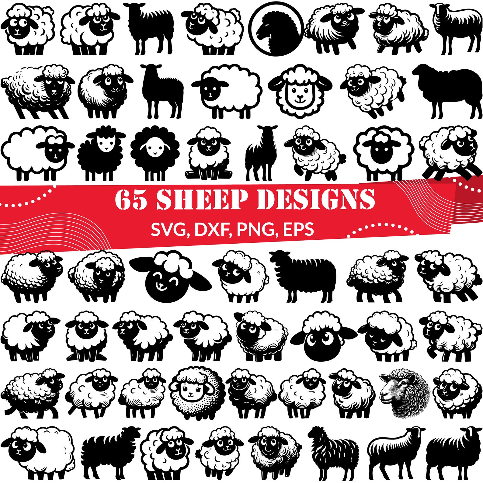 Sheep SVG Bundle, Sheep Dxf, Sheep Png, Sheep Eps, Sheep Vector, Sheep ...