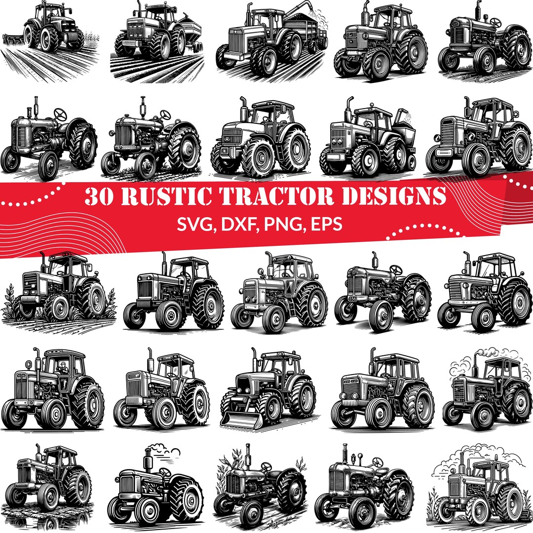 Rustic Tractor SVG Bundle, Old Tractor Svg, Rustic Tractor Dxf, Rustic ...