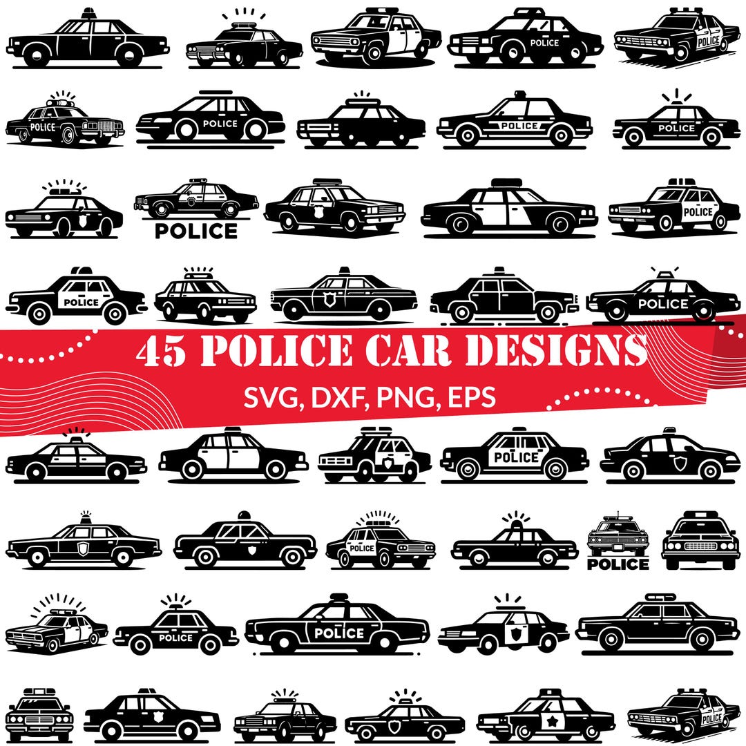 Police Car SVG Bundle, Police Car Dxf, Police Car Png, Police Car ...