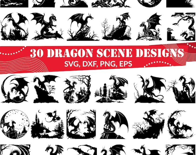 High Quality Dragon Scene SVG Bundle, Dragon Scene Dxf, Dragon Scene ...