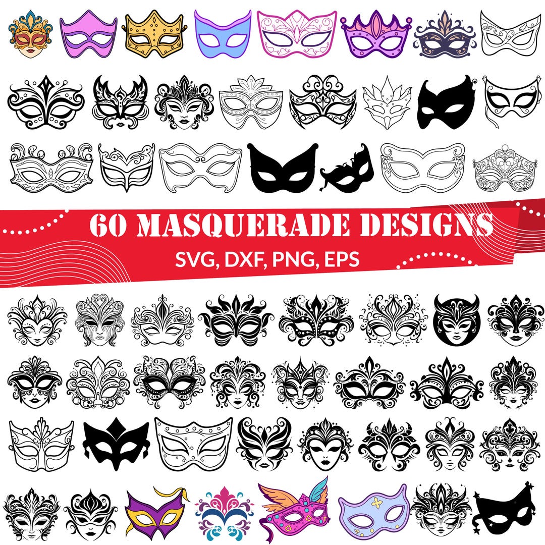 Masquerade SVG Bundle, Masquerade Mask Svg, Carnival Mask Svg, Venetian ...