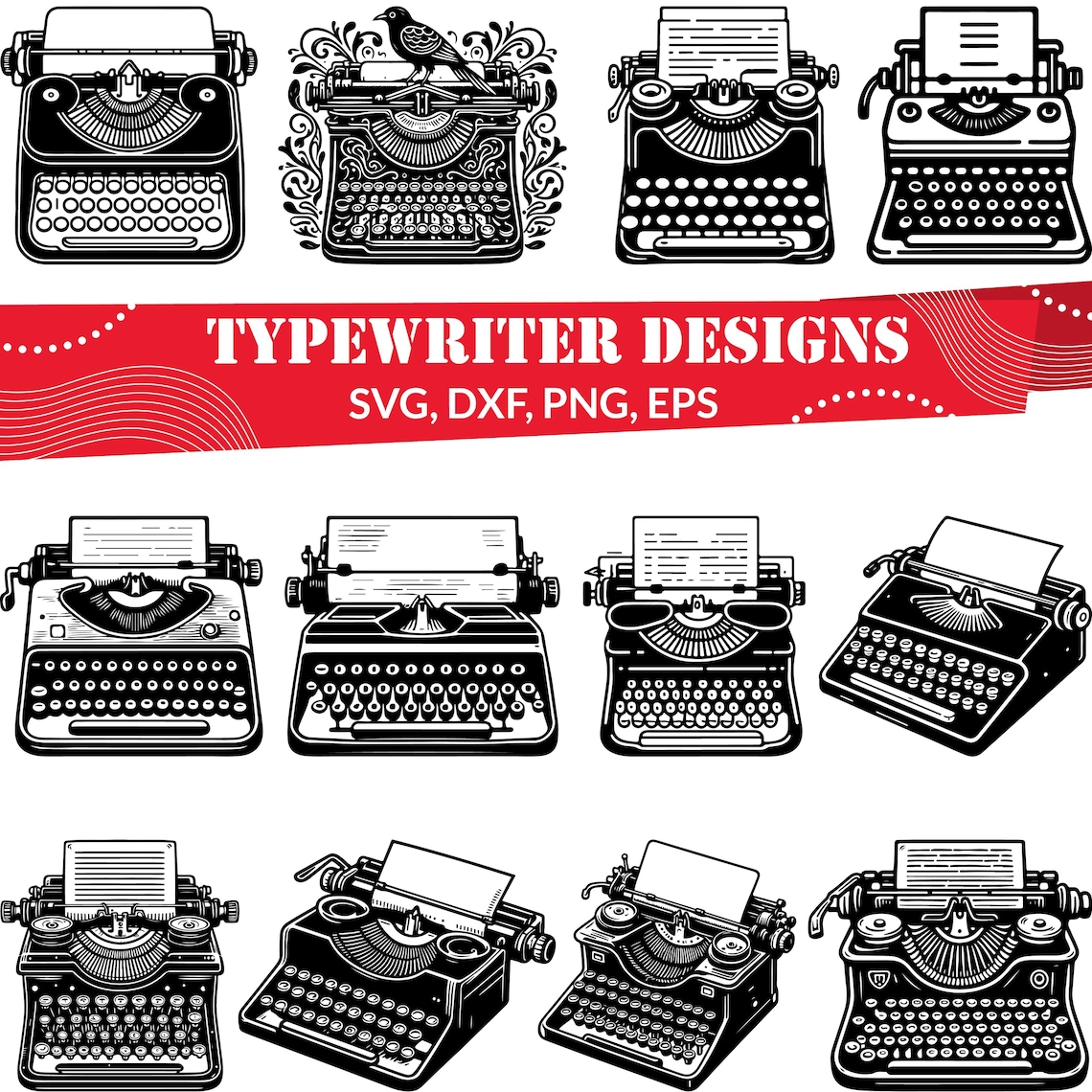 Typewriter SVG Bundle, Typewriter Dxf, Typewriter Png, Typewriter ...