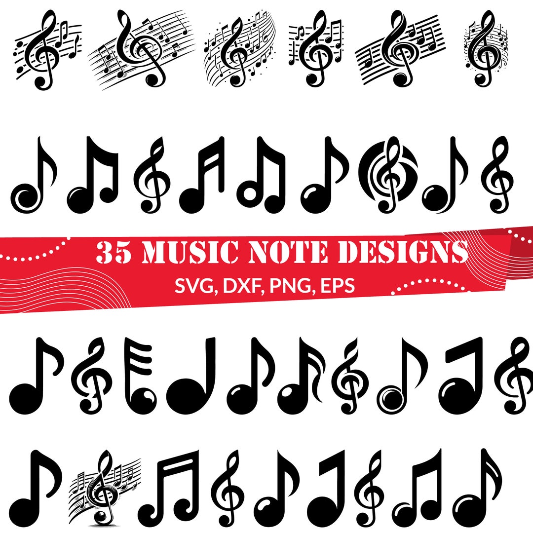 Music Note SVG Bundle | Musical Clipart PNG | Treble Clef | Music ...