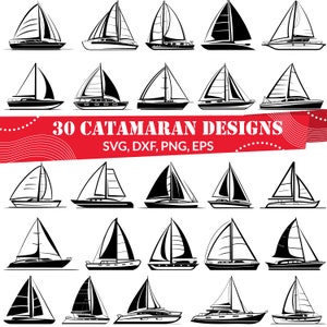 Catamaran SVG Bundle, Catamaran Vector, Catamaran Design, Catamaran ...