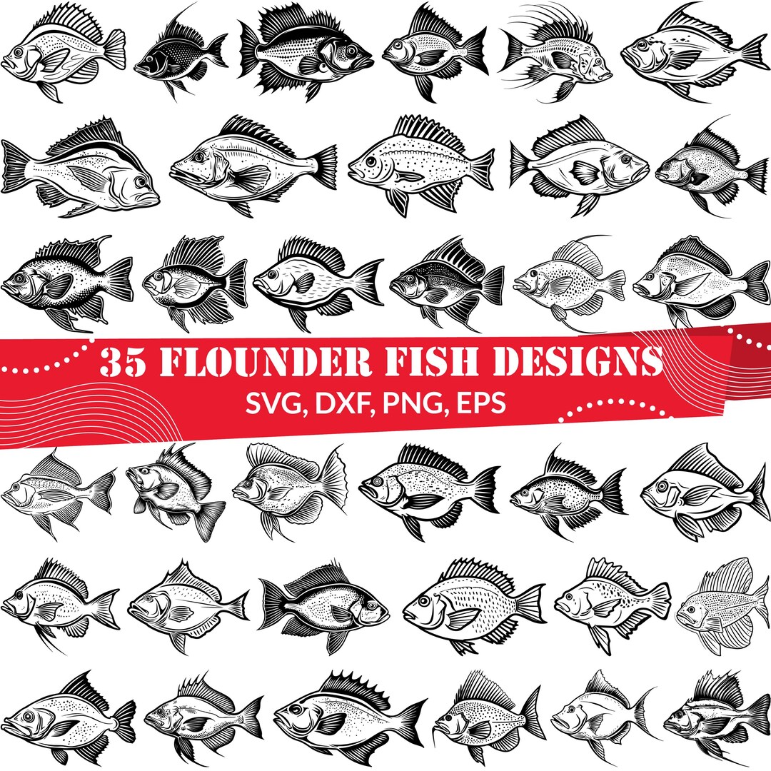 Flounder Fish SVG | Flatfish Clipart | Sea Life Designs - Etsy