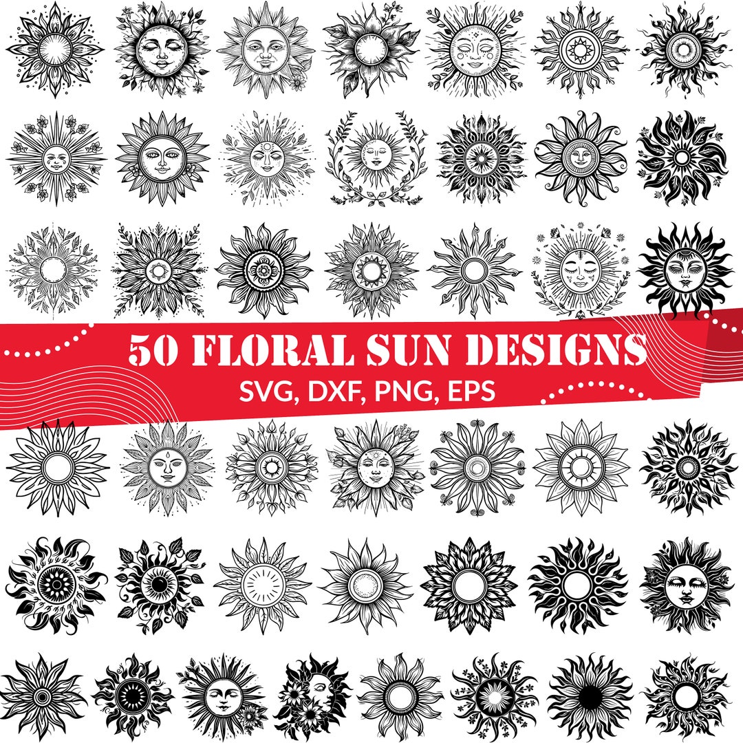 Floral Sun SVG Bundle, Floral Sun Dxf, Floral Sun Png, Floral Sun ...