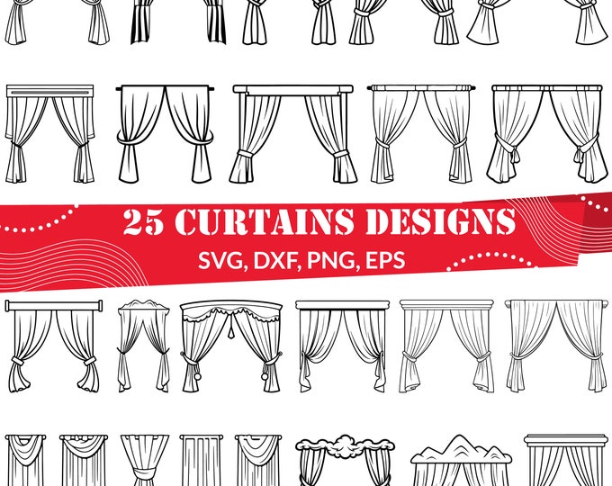 Сurtains Svg Bundle, Theater Curtain Svg, Curtain Silhouette, Curtain ...