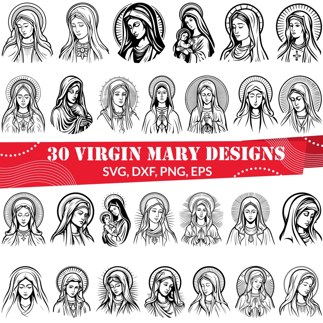 Virgin Mary SVG Bundle, Mother of God Svg, Mother of Jesus Svg, Mother ...