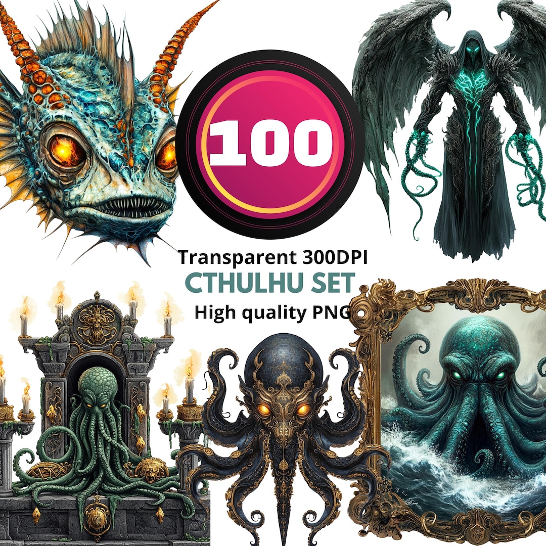 100 Cthulhu Mythos Clipart Set – Eldritch Horror PNG Bundle ...