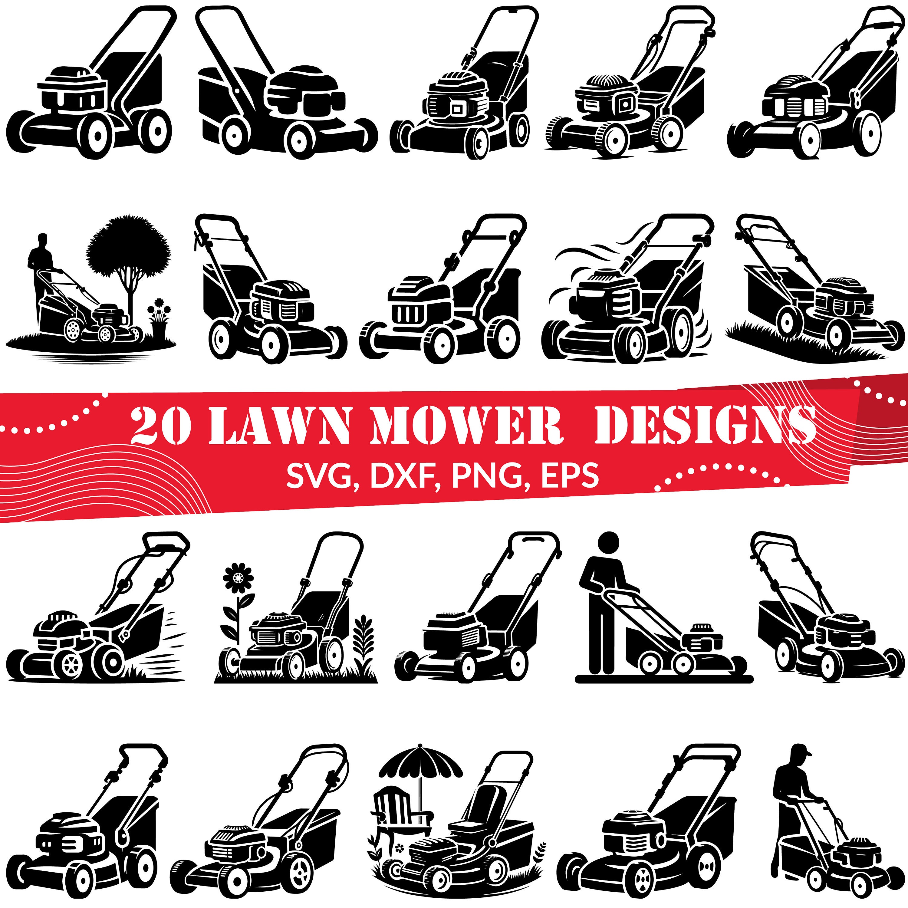 Lawn Mower SVG Bundle, Lawn Mower Dxf, Lawn Mower Png, Lawn Mower ...
