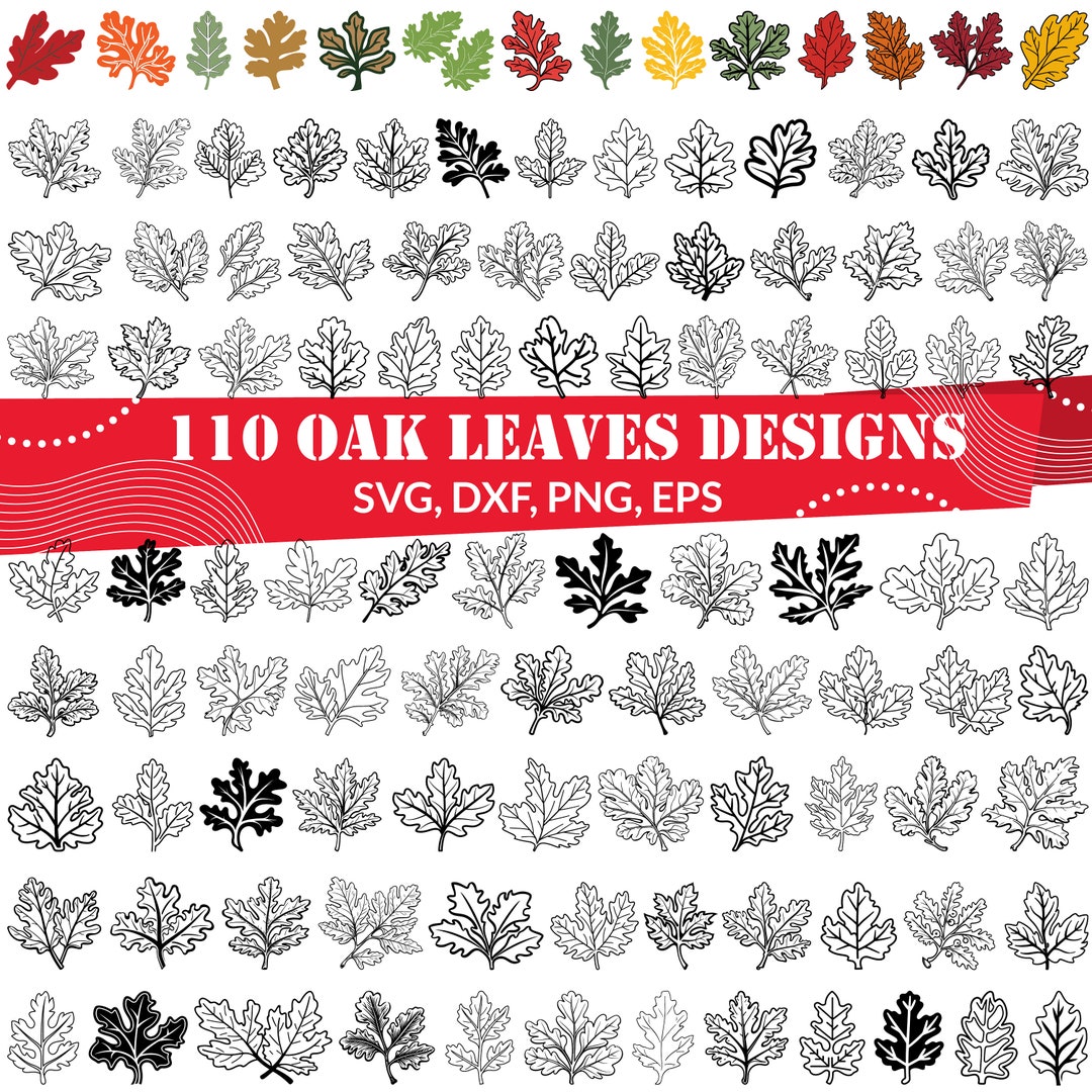 Oak Leaves SVG Bundle, Oak Leaf Svg, Oak Leaf Dxf, Oak Leaf Png, Oak ...