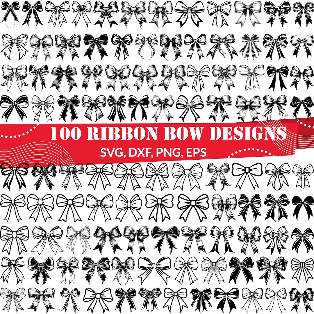 Ribbon Bow SVG Bundle, Ribbon Bow Dxf, Ribbon Bow Png, Ribbon Bow ...