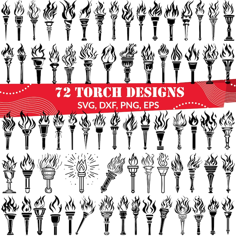 Torch SVG Bundle, Burning Torch Svg, Fire Torch Svg, Torch Light Svg ...