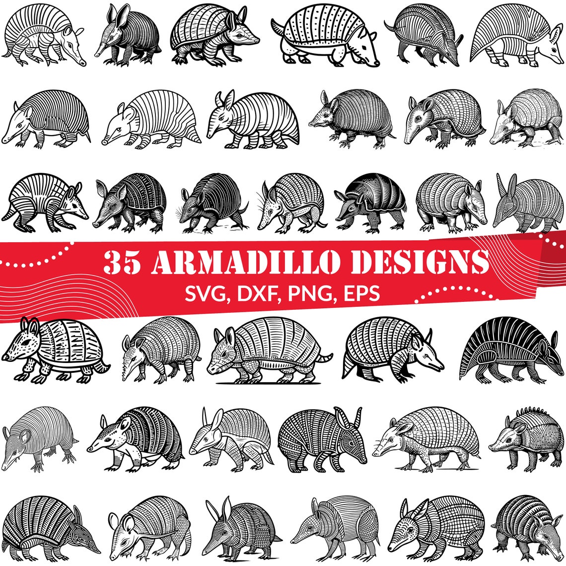 Armadillo SVG Bundle, Armadillo Dxf, Armadillo Png, Armadillo Vector, Armadillo Outline ...