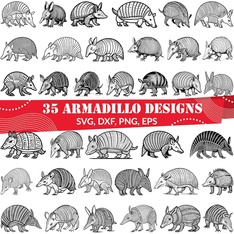 Armadillo SVG Bundle, Armadillo Dxf, Armadillo Png, Armadillo Vector ...