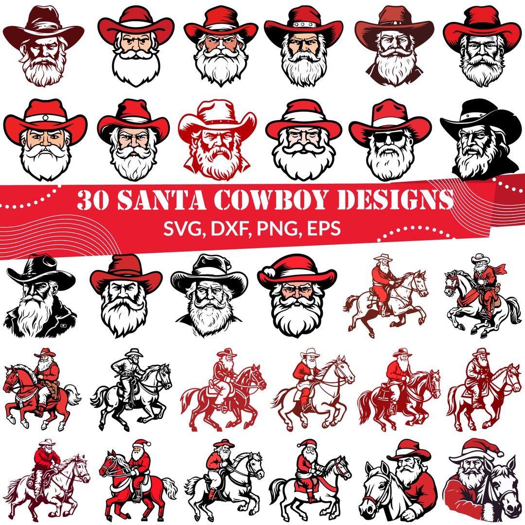 Santa Cowboy SVG Bundle, Santa Cowboy Dxf, Santa Cowboy Png, Santa ...