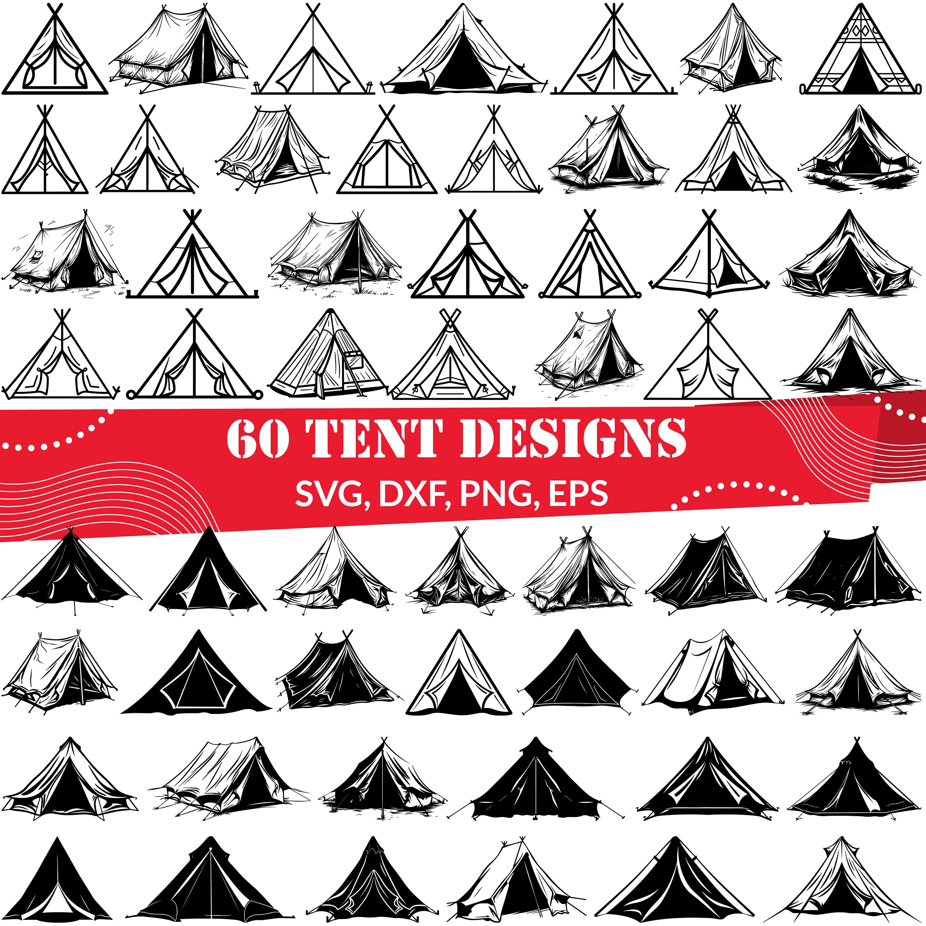 Tent SVG Bundle, Tent Dxf, Bacon Png, Tent Vector, Tent Outline, Tent ...