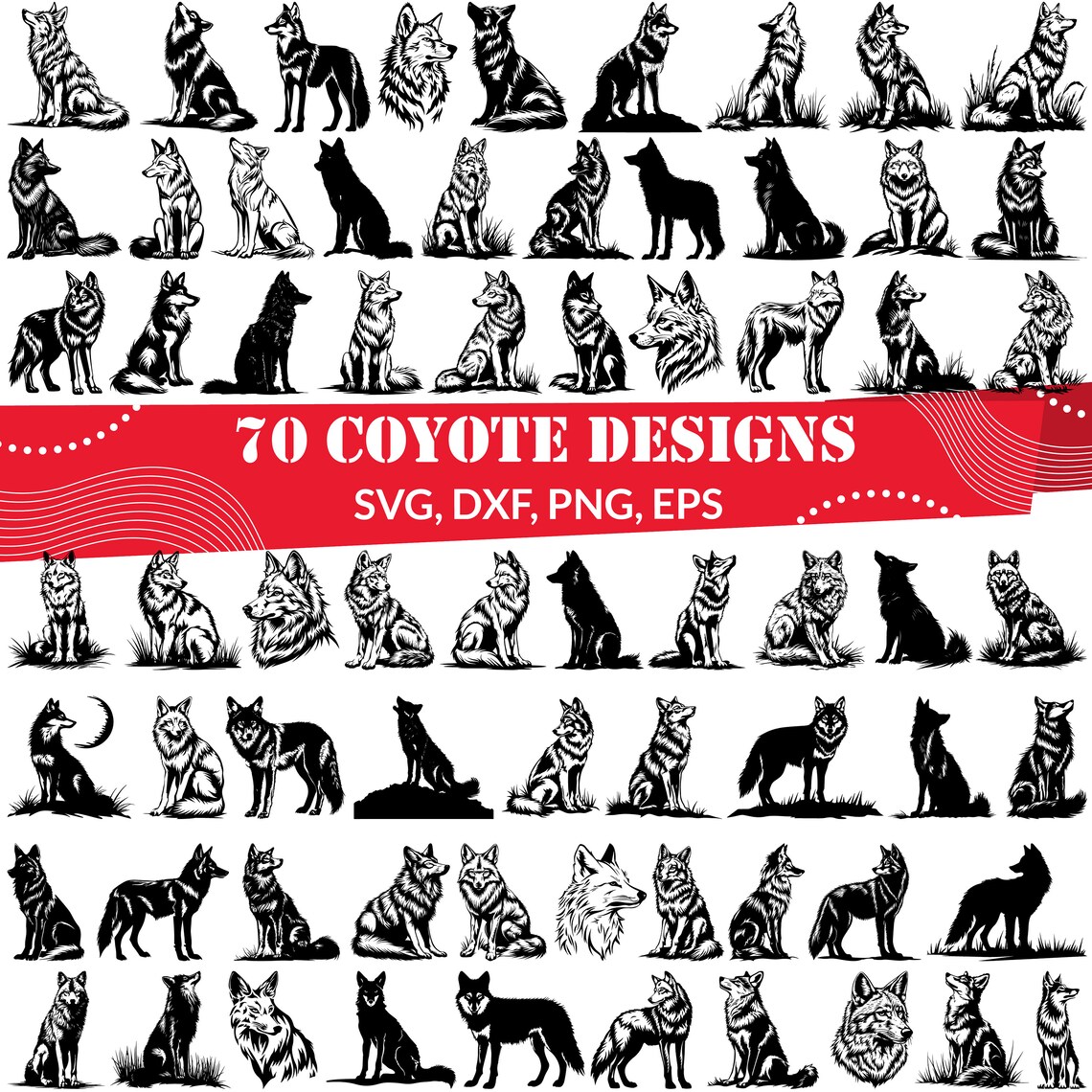 Coyote SVG Bundle, Coyote Dxf, Coyote Png, Coyote Vector, Coyote ...