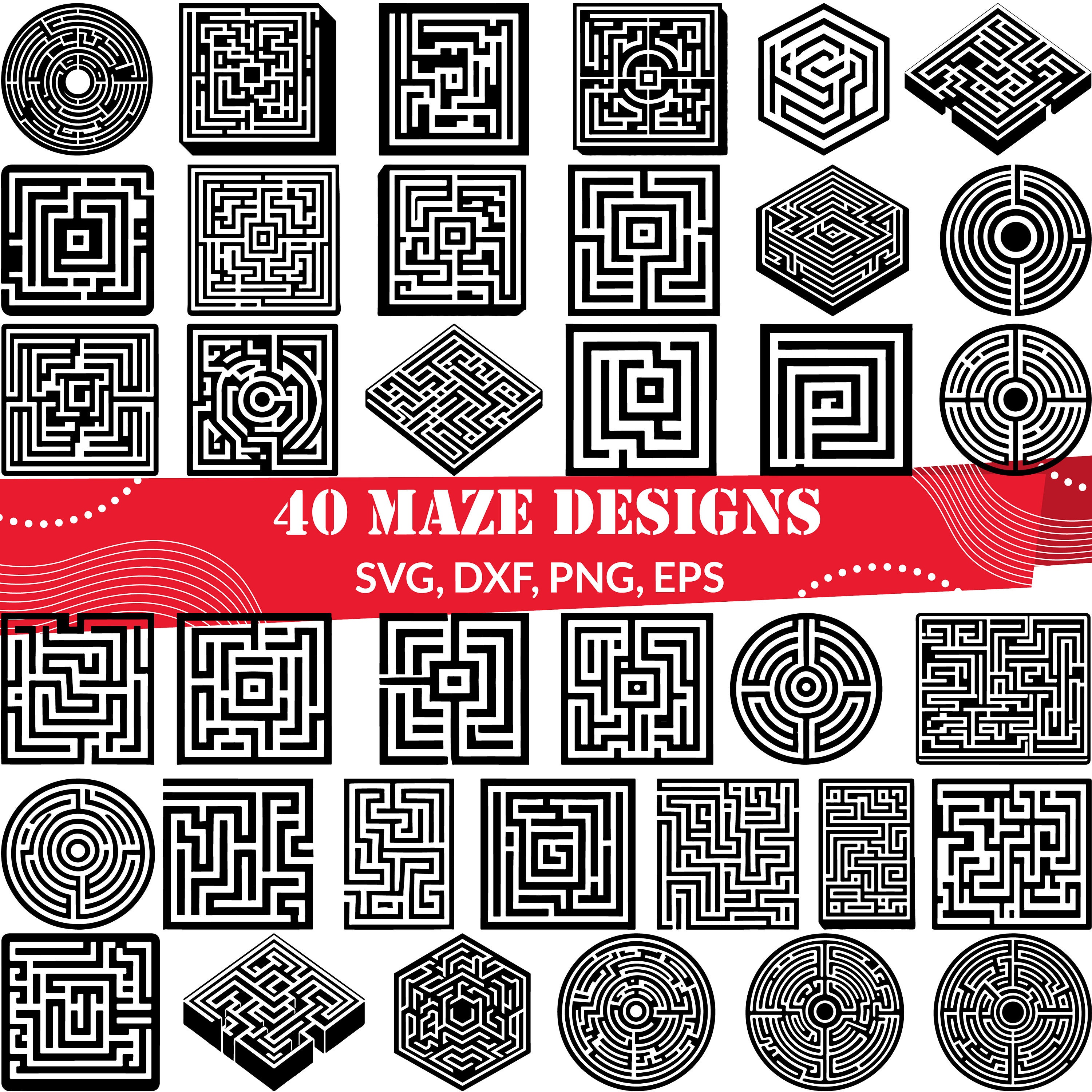 Labyrinth SVG Bundle, Labyrinth Umriss, Labyrinth Illustration ...
