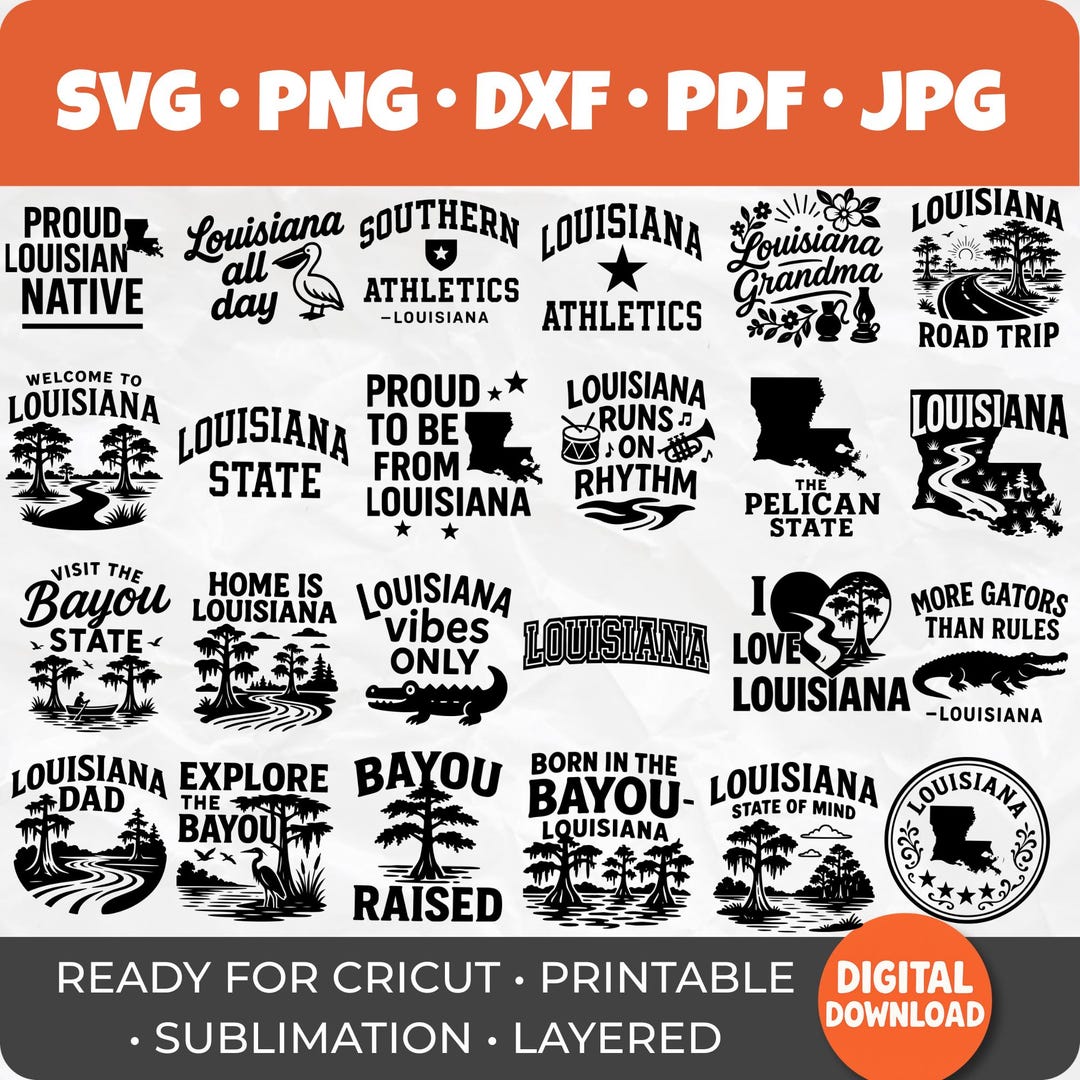 50 Louisiana SVG Bundle | the Pelican State Designs | Bayou Life, Jazz ...