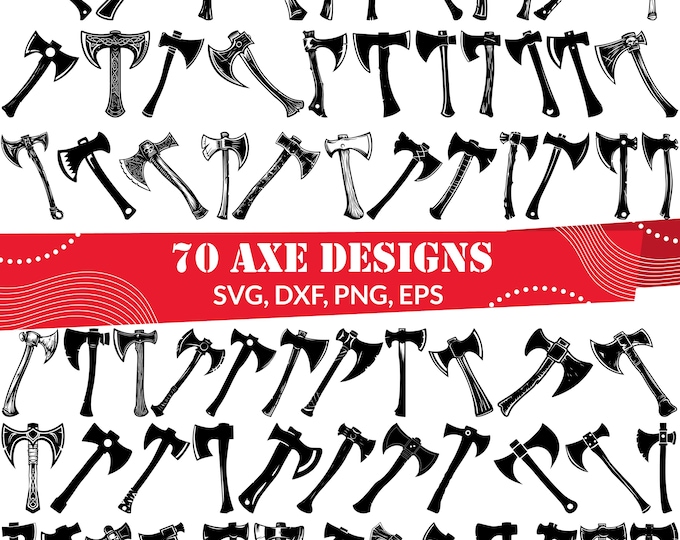 Axe Silhouette SVG, Long Axe Cut File, Lumberjack Tree Chopping Axe ...