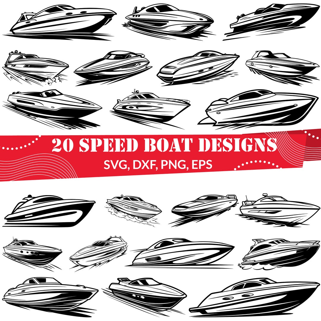 Speed Boat SVG Bundle, Speed Motorboat Svg, Speed Boat Dxf, Speed Boat ...