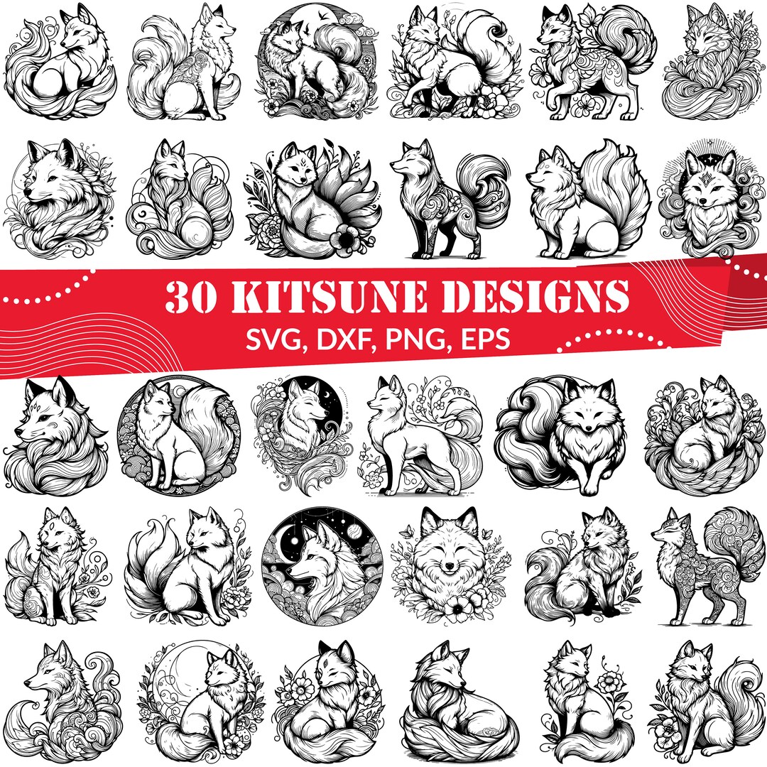 Kitsune SVG Bundle, Kitsune Dxf, Kitsune Png, Kitsune Vector, Kitsune ...
