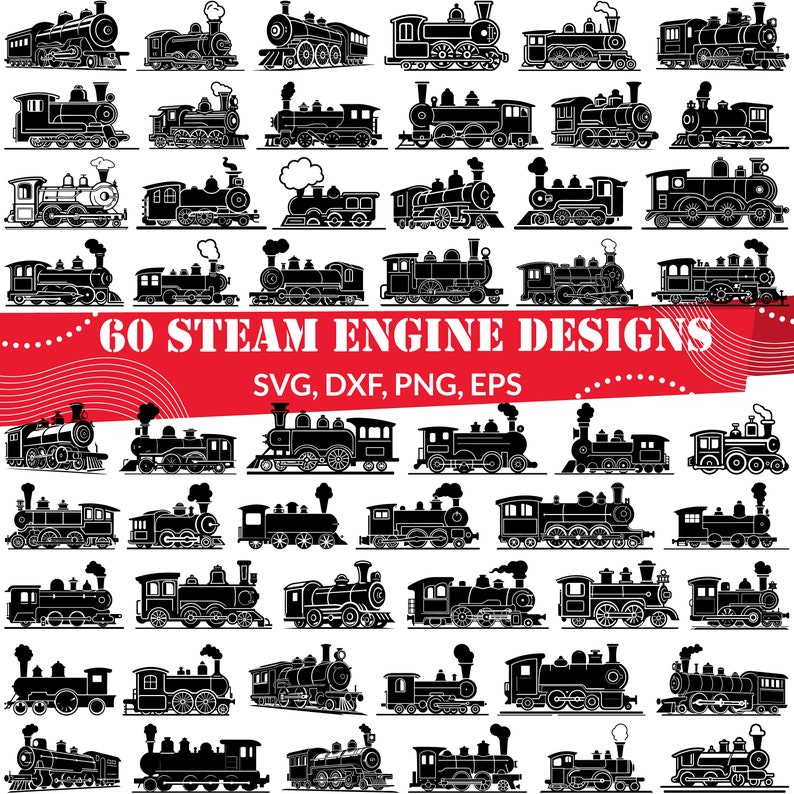 Steam Engine SVG Bundle, Locomotive Svg, Steam Engine Dxf, Steam Engine ...