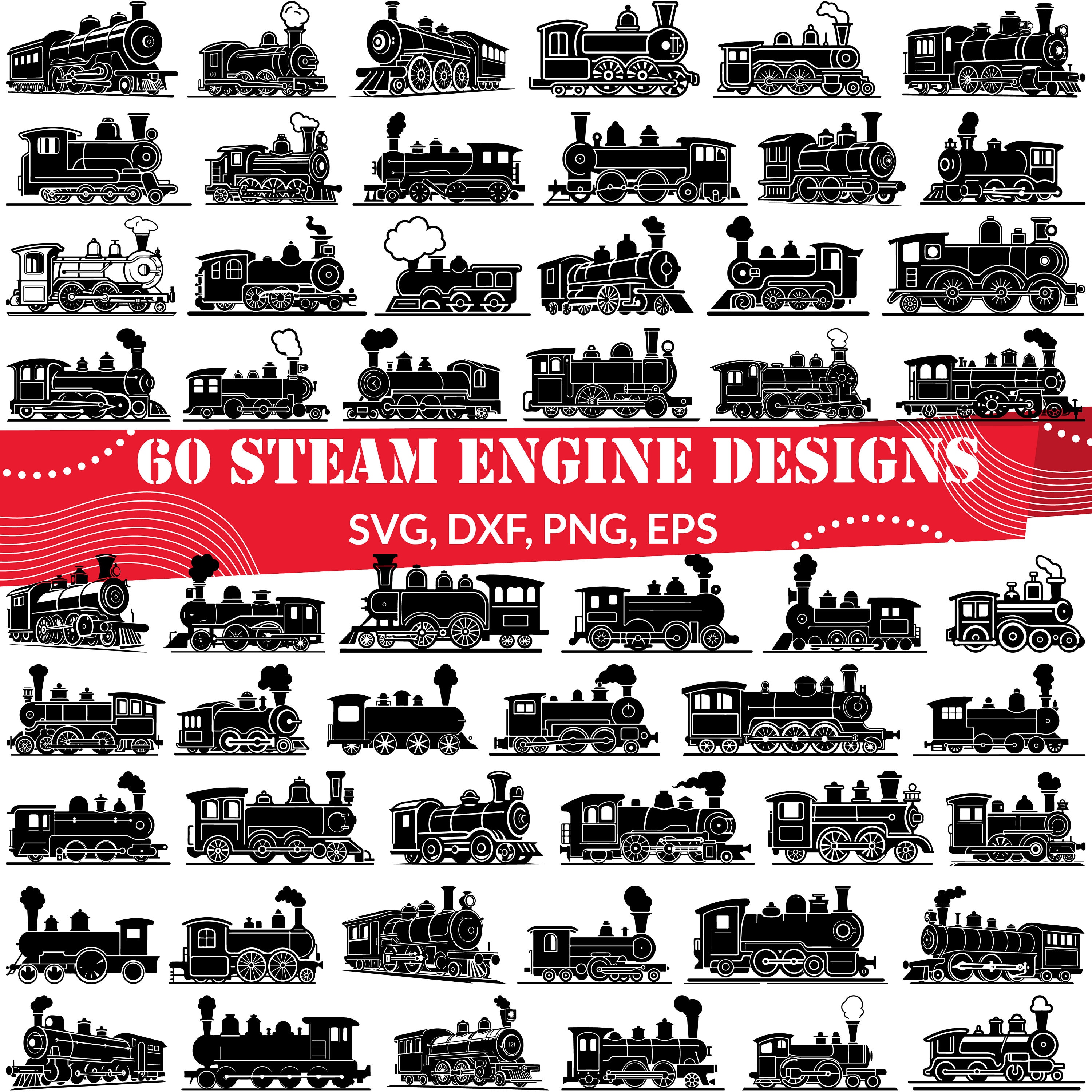 Steam Engine SVG Bundle, Locomotive Svg, Steam Engine Dxf, Steam Engine ...