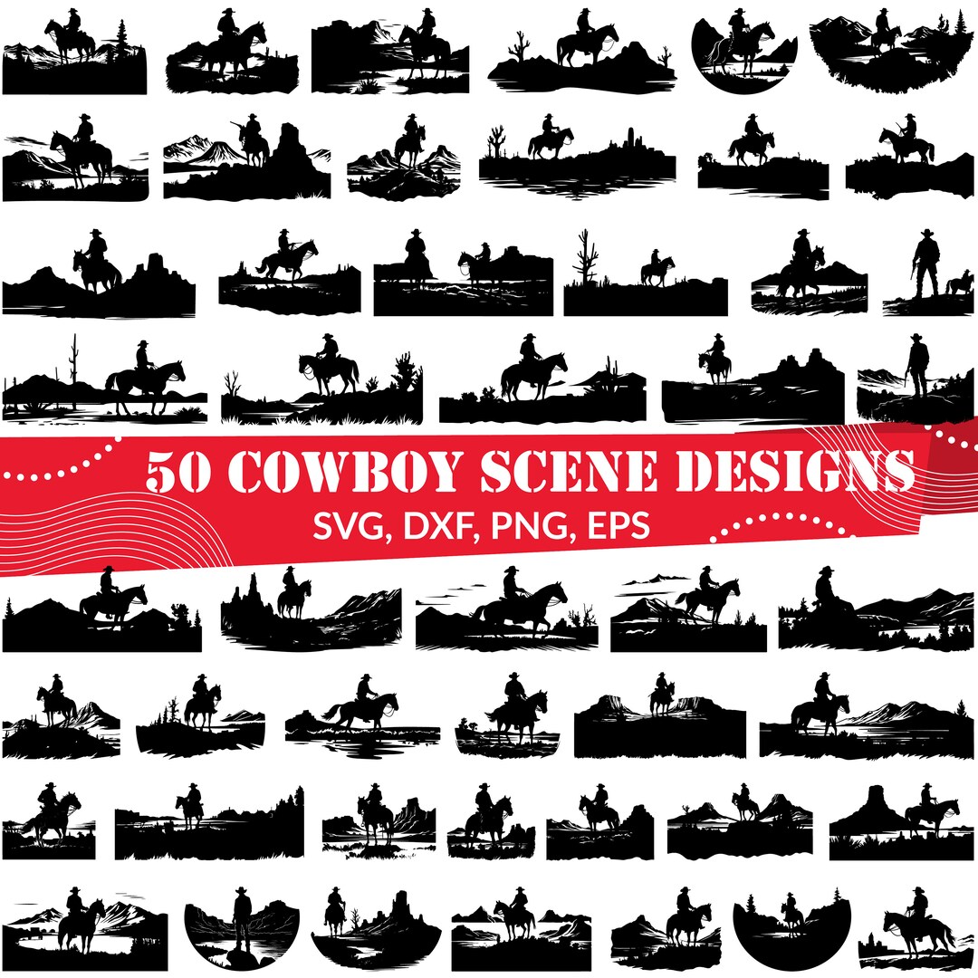 Cowboy Scene SVG Bundle, Western Scene Svg, Cowboy Svg, Cowboy Scene ...