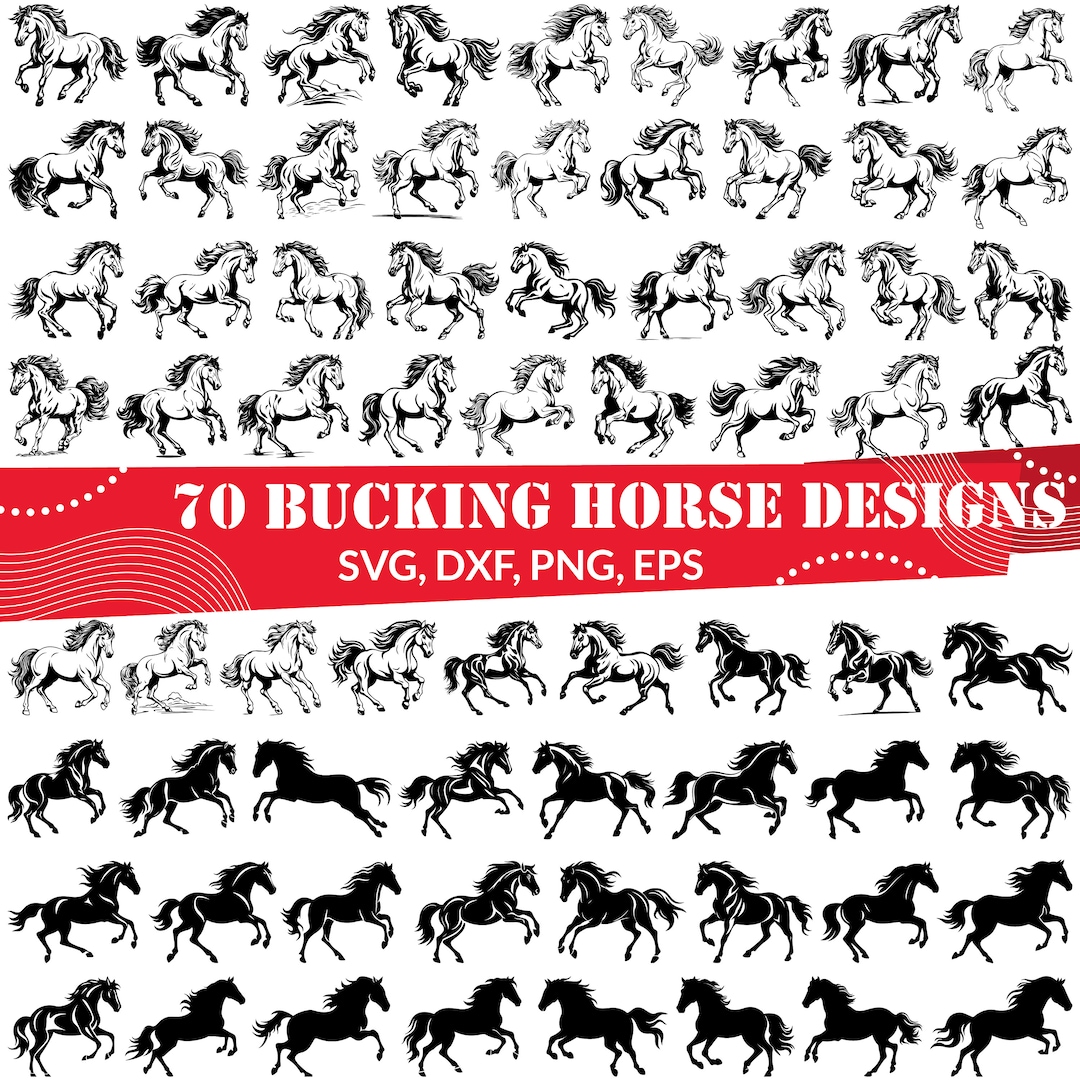 Bucking Horse SVG Bundle, Bucking Horse Dxf, Bucking Horse Png, Bucking ...