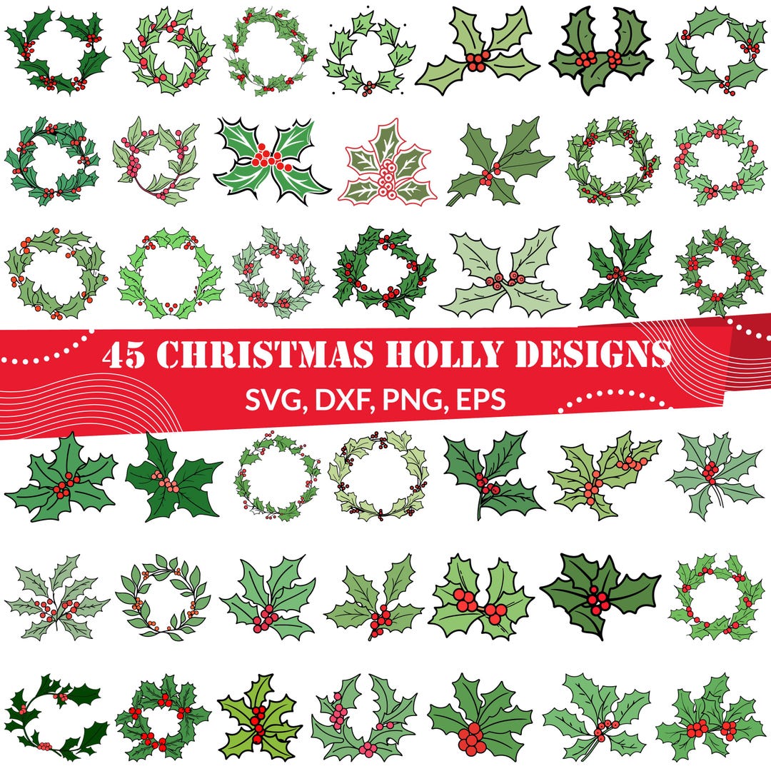 Christmas Holly SVG for Cricut and Silhouette | Festive Leaf Clipart ...