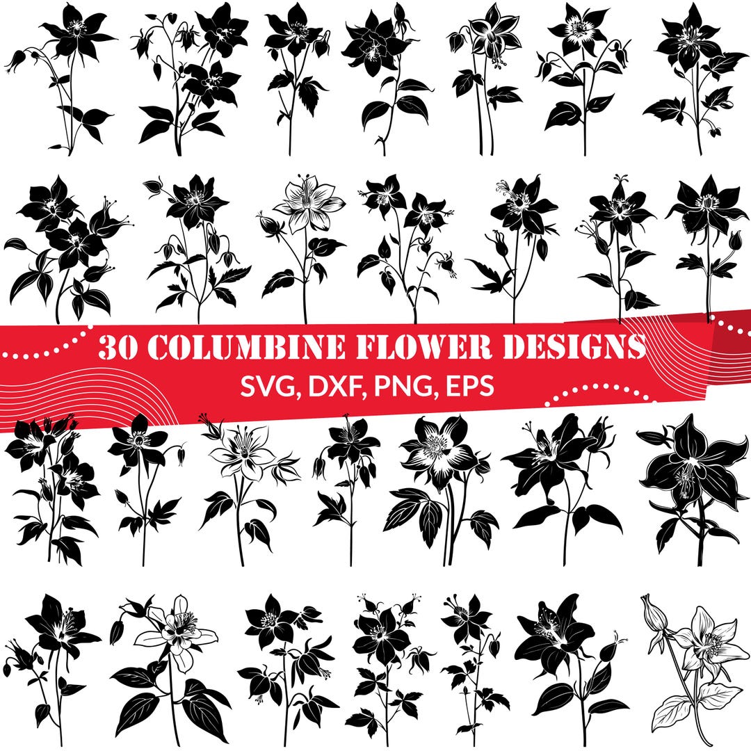 Columbine Flower SVG | Wildflower Clipart | Botanical Line Art - Etsy