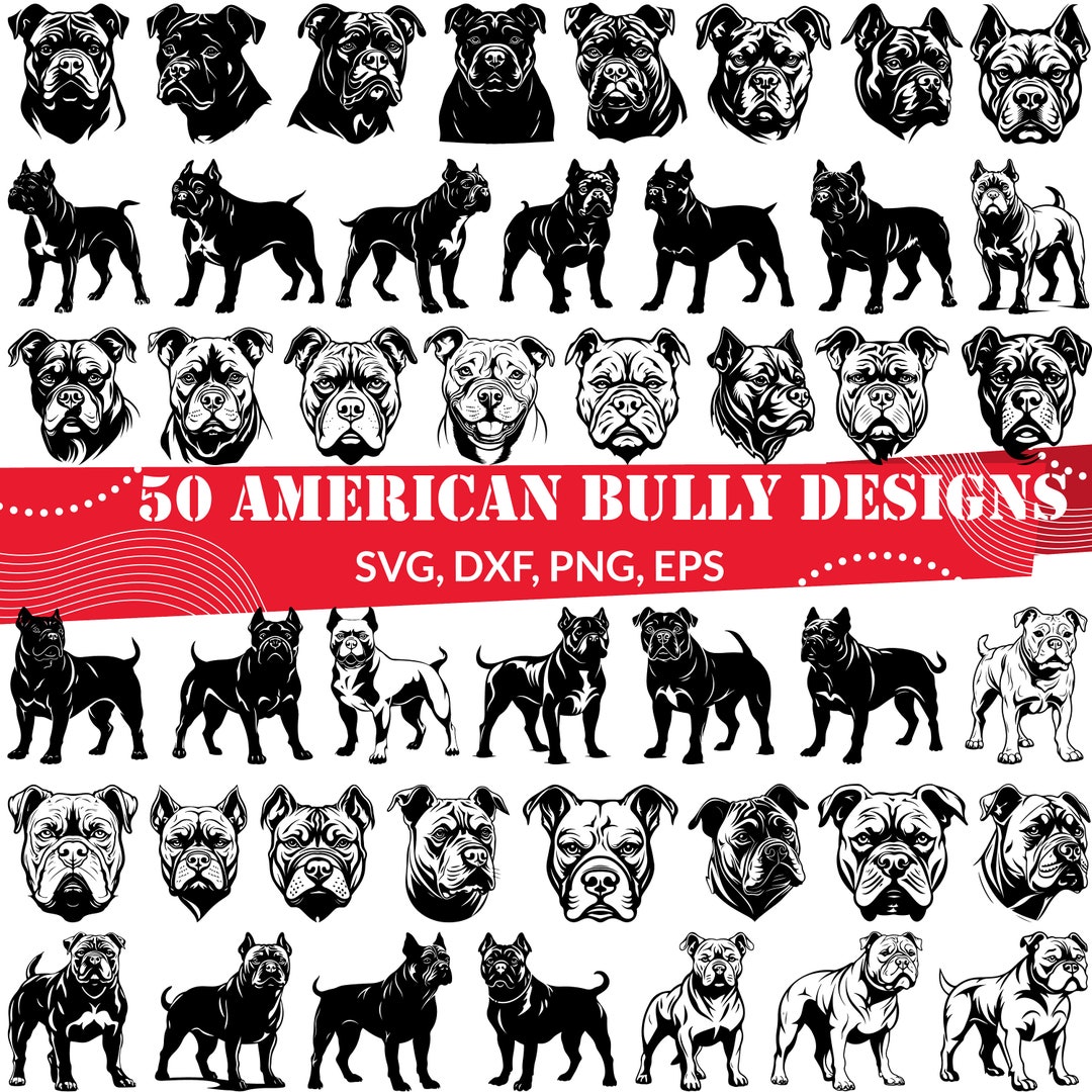 American Bully SVG Bundle, Bully Dog Svg, American Bully Dxf, American ...