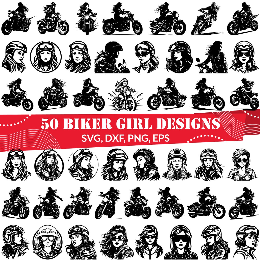 Biker Girl SVG Bundle, Biker Girl Dxf, Biker Girl Png, Biker Girl Eps ...