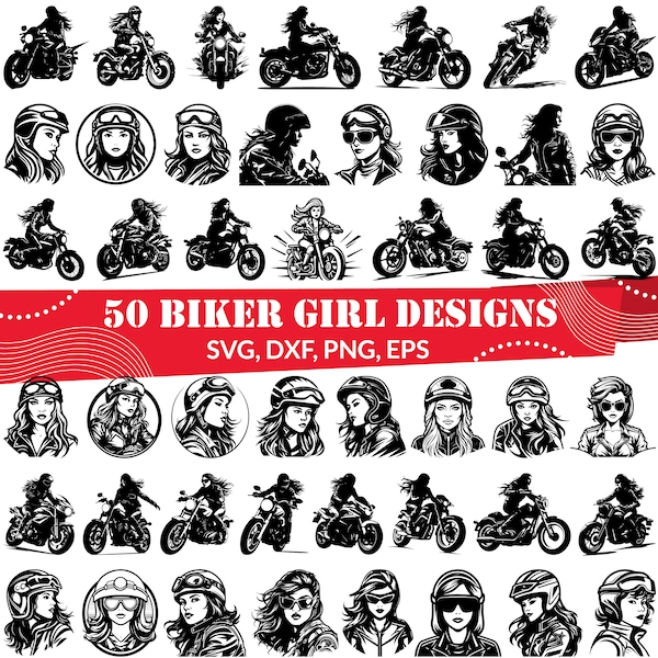 Biker Girl Svg - Etsy