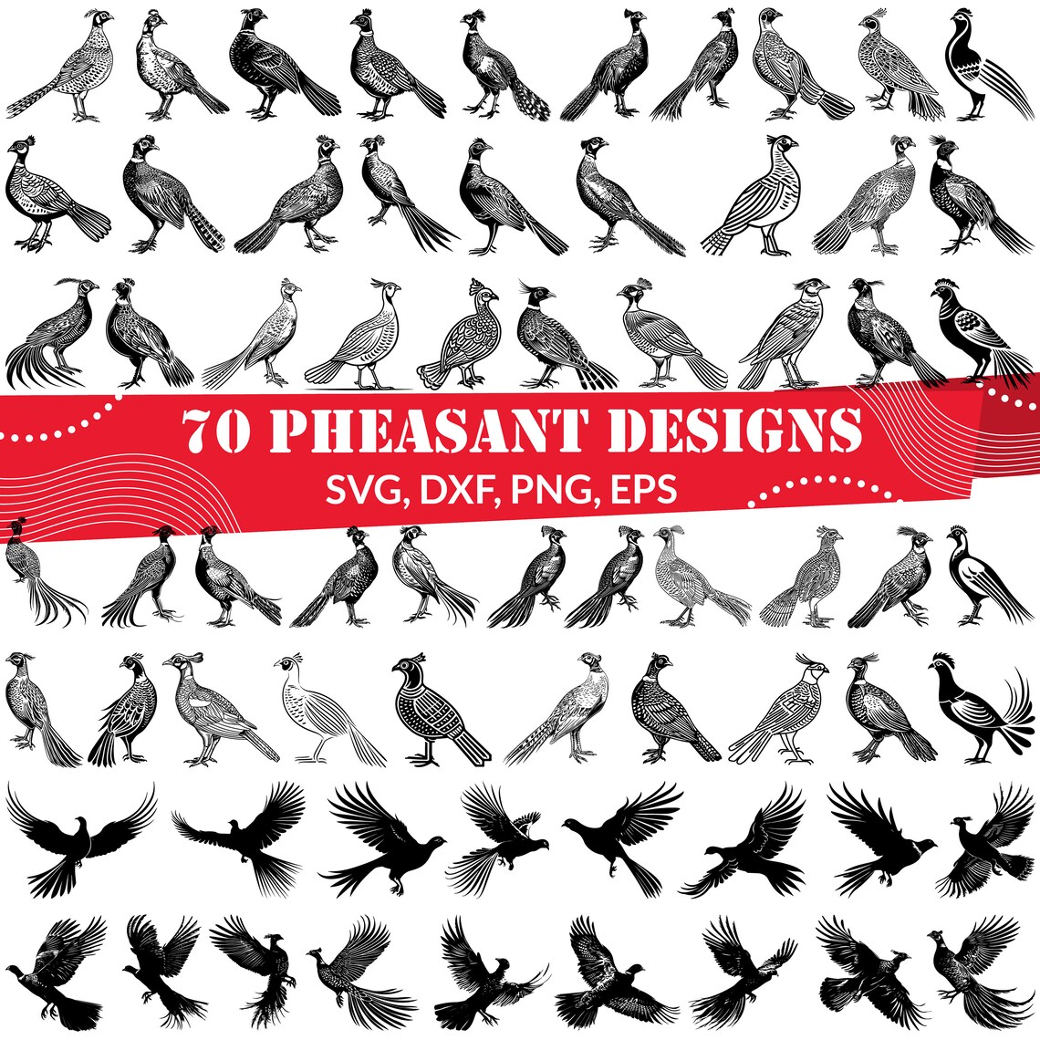 Pheasant SVG Bundle, Pheasant Dxf, Pheasant Png, Pheasant Vector ...