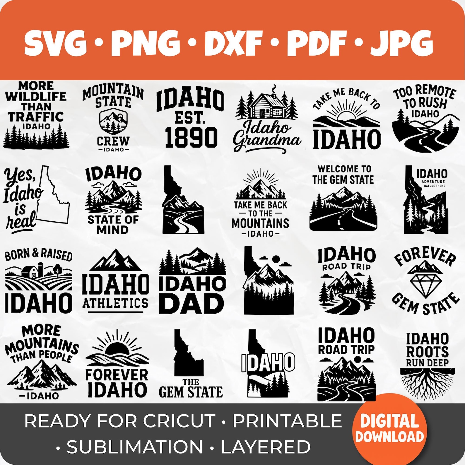 50 Idaho SVG Bundle | Gem State Designs | Mountain Life, Wilderness ...