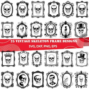 Vintage Skeleton Frame SVG Bundle, Vintage Frame Png, Halloween Frames ...