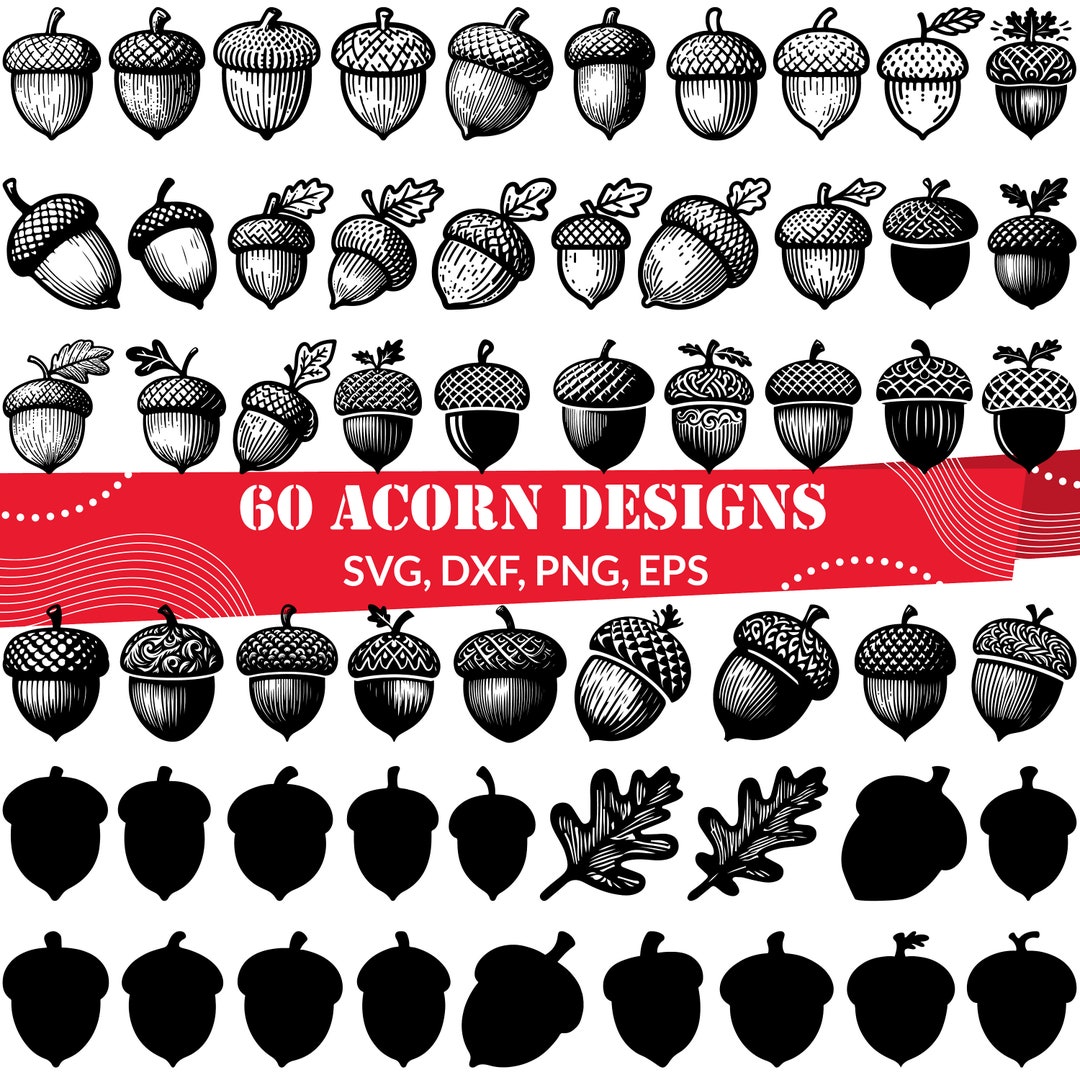 Acorn SVG Bundle, Acorn Dxf, Acorn Png, Acorn Vector, Acorn Outline ...