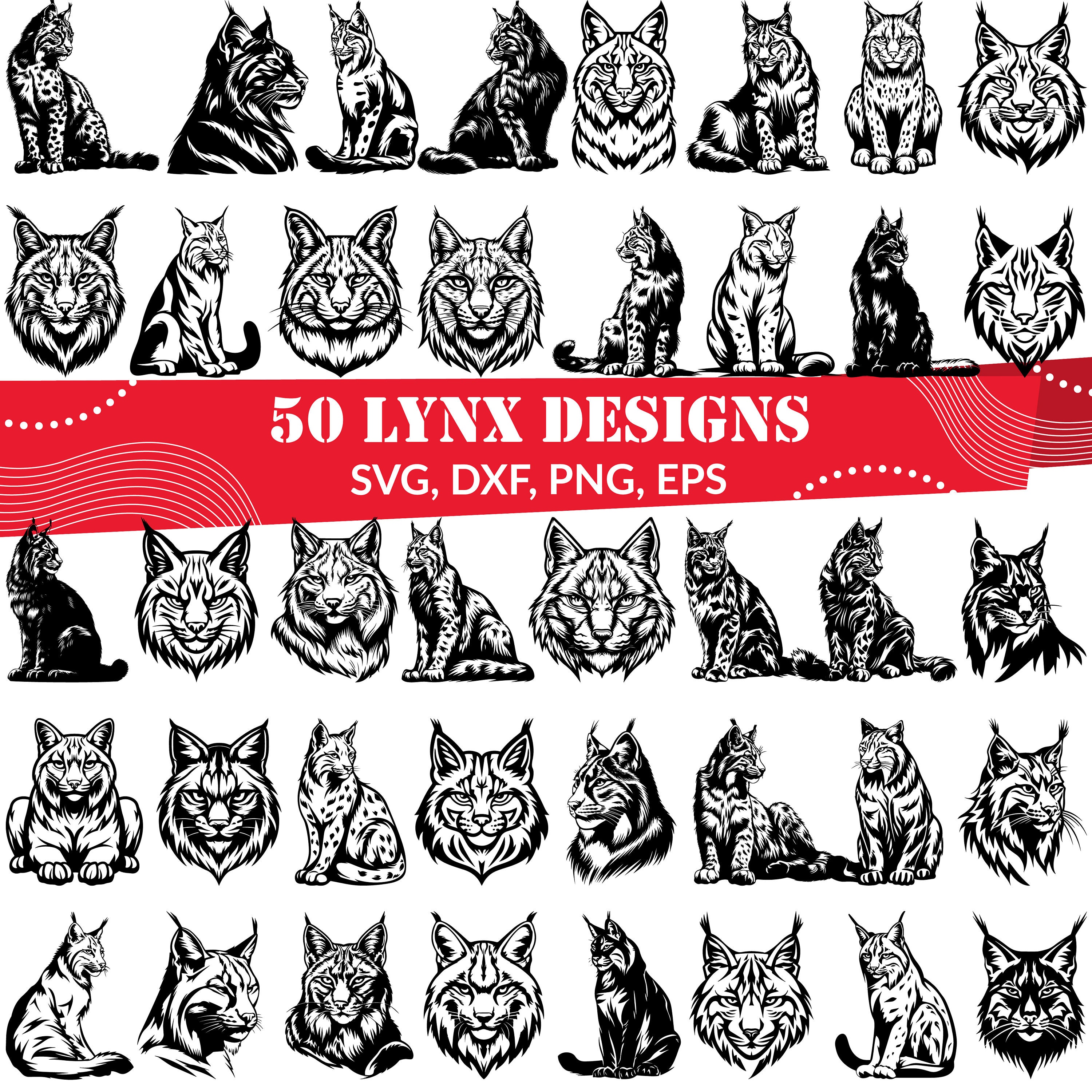 Lynx SVG Bundle, Lynx Dxf, Lynx Png, Lynx Vector, Lynx Outline, Lynx ...