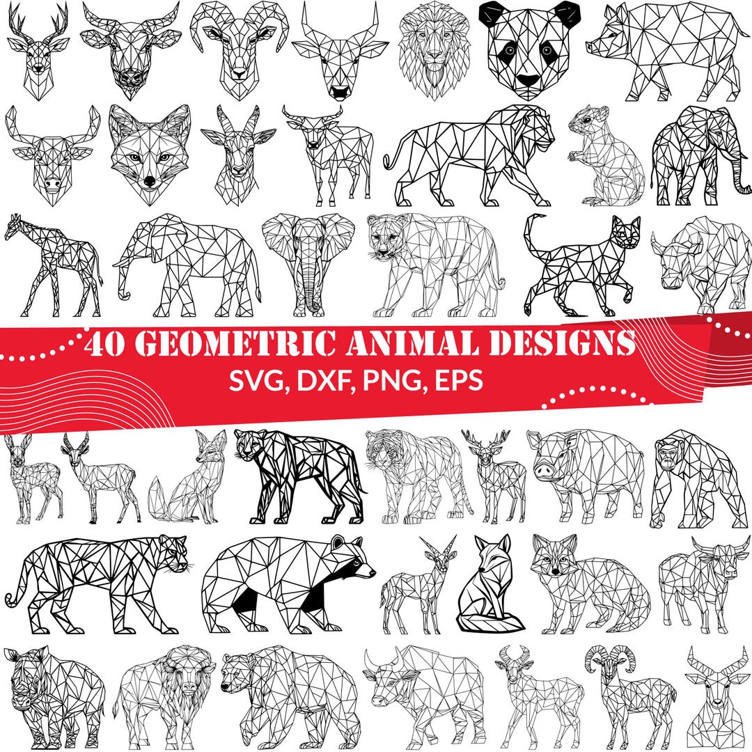 Geometric Animals SVG | Modern Wildlife Clipart | Polygonal Design ...