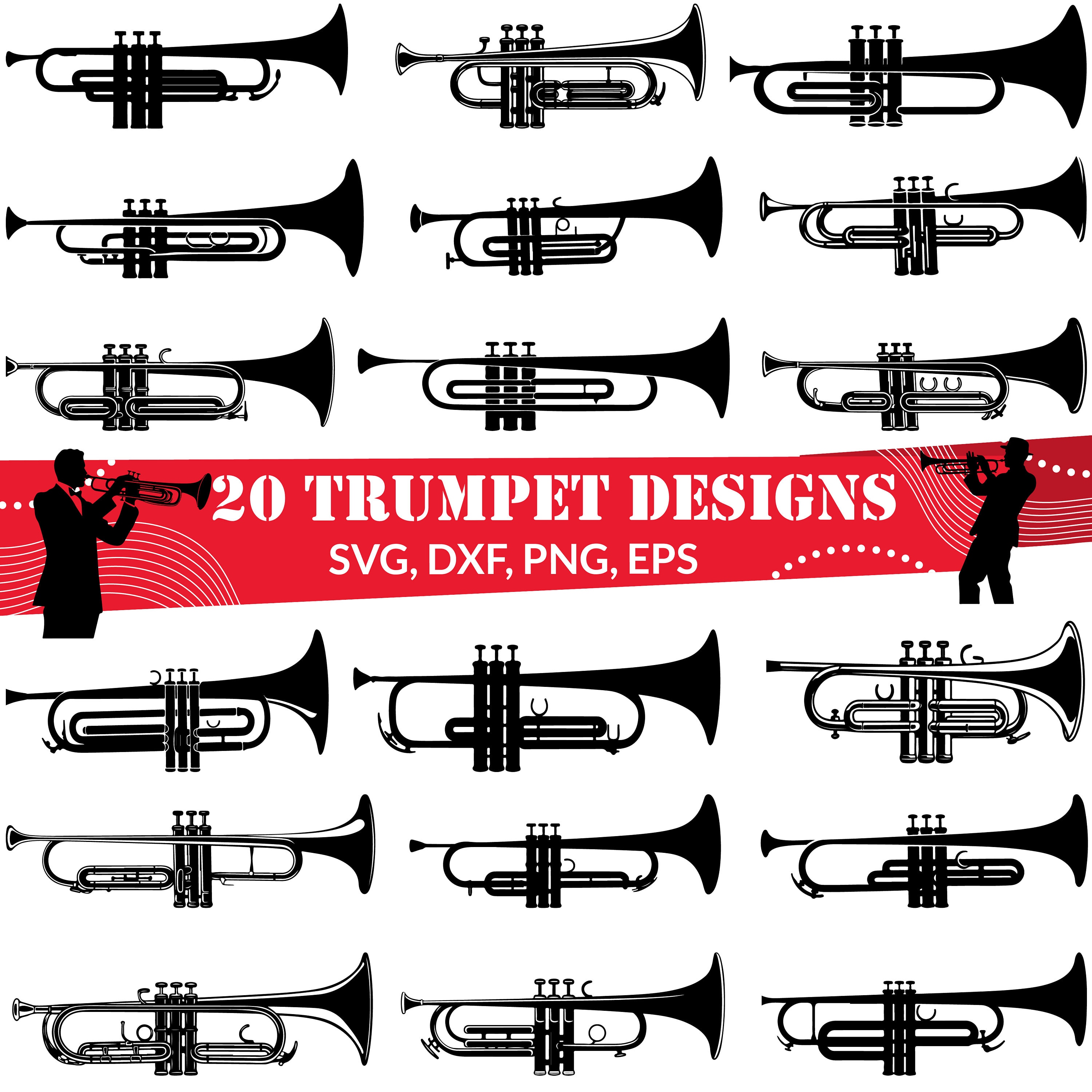 Trumpet SVG Bundle, Trumpet Dxf, Trumpet Png, Trumpet Vector, Trumpet ...