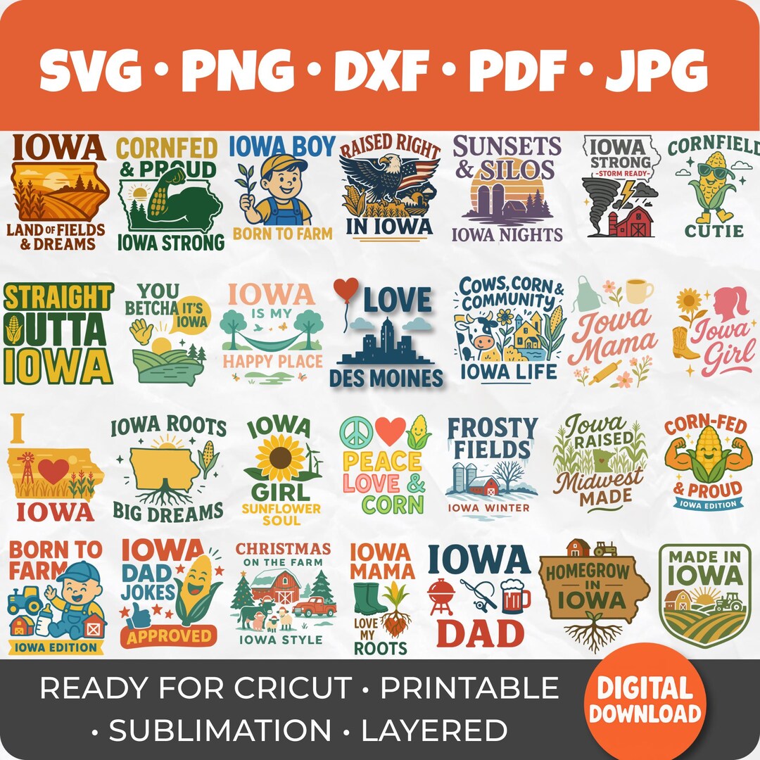 Iowa SVG Bundle | Iowa State Cut Files | Midwest Farm Life Cricut ...